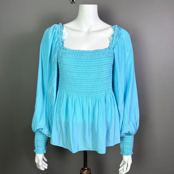 Boston Proper | Tops | Boston Proper Top Large Babydoll Blue Colorful ...